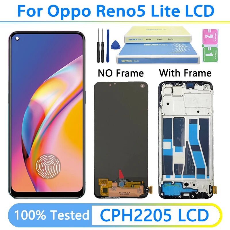 6,43 "TFT/AMOLED для OPPO Reno5 Lite, ЖК-дисплей, дигитайзер сенсорного экрана для OLED With Frame