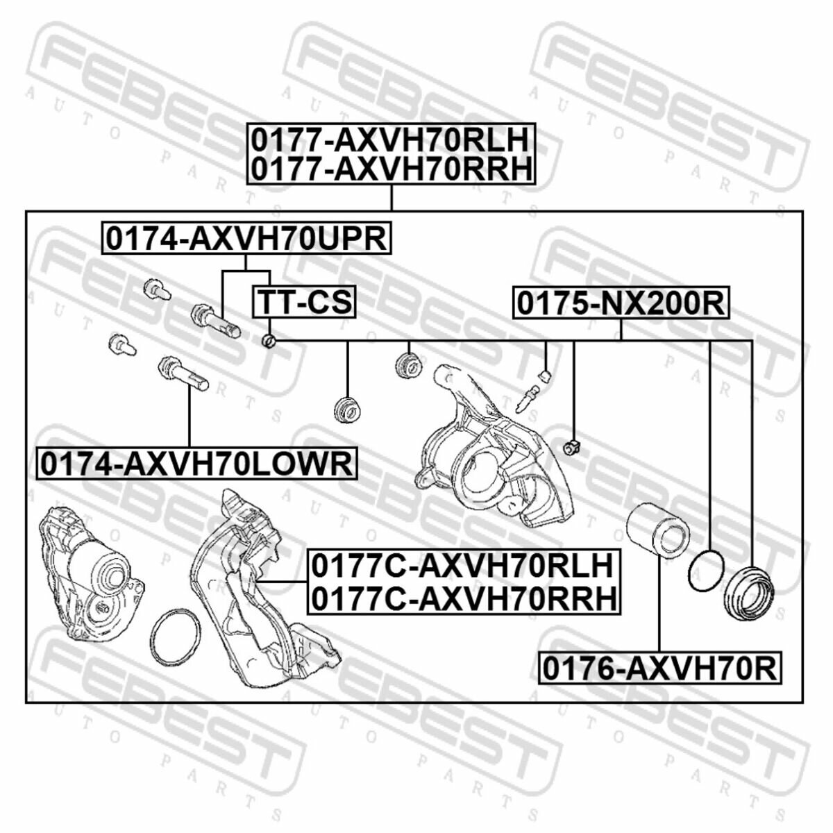 Скоба Заднего Левого Тормозного Суппорта (С Направляющими)(Febest 0177C-Axvh70Rlh)
