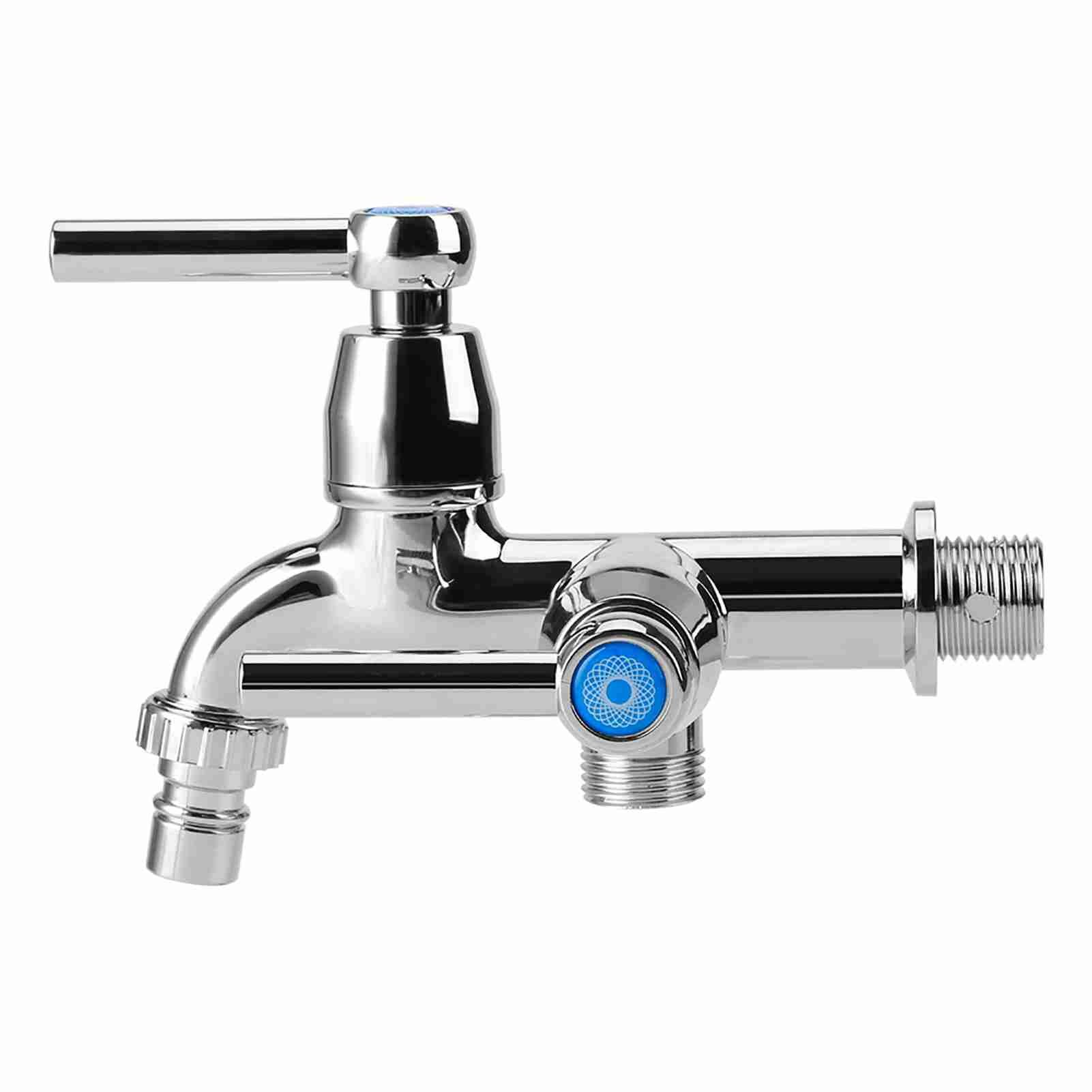 Electroplating Plastic Washing Machine Cold Water Faucet Sink Basin Tap with Double Spout & Straight Handle G1/2
