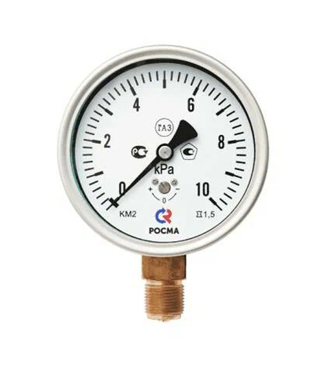 Манометр КМ-22Р радиальный Дк100мм 0-40 кПа кл.1,5 G1/2" Росма 00000002246