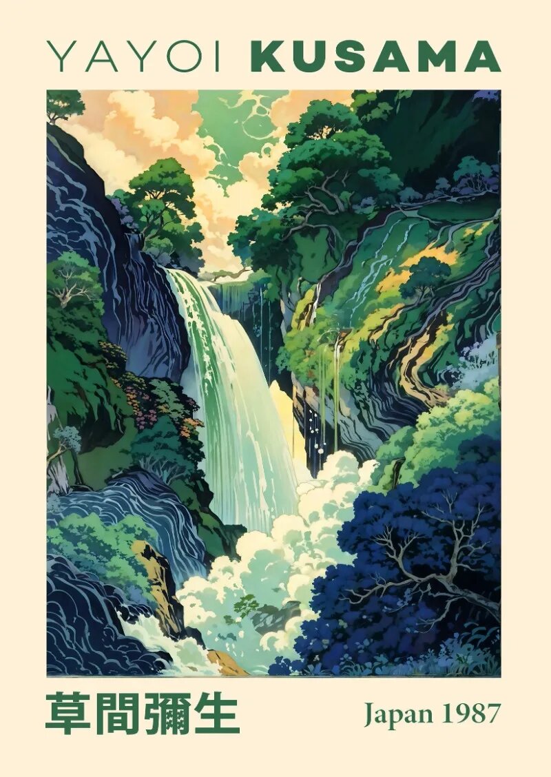 Yayoi Kusama Canvas Painting Japanese Abstract Artwork Posters Prints Canvas Painting Wall Art Picture Living Room Home Decor, 15, 50X70cm Unframed