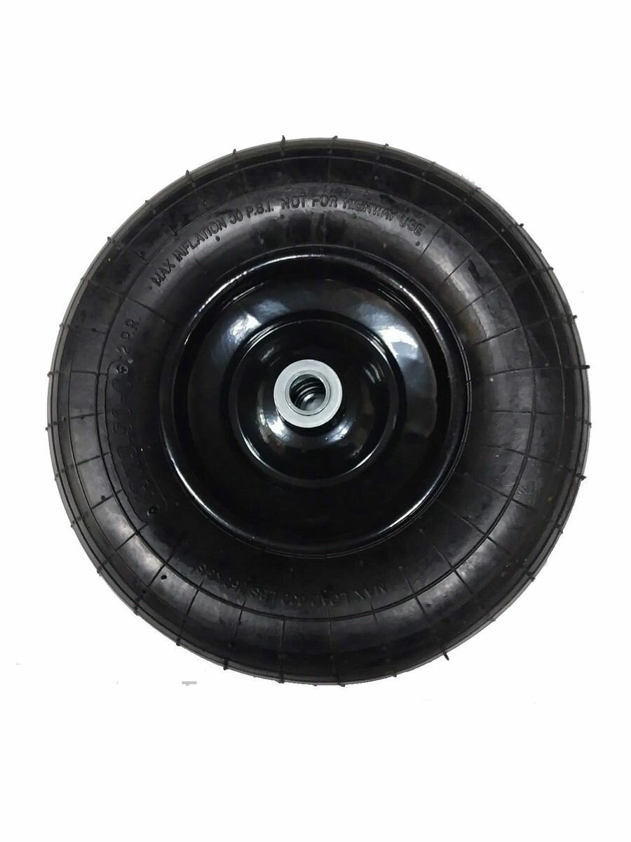 Колесо PR2403, для садовых и строительных тачек, резина, черное, 14 дюймов