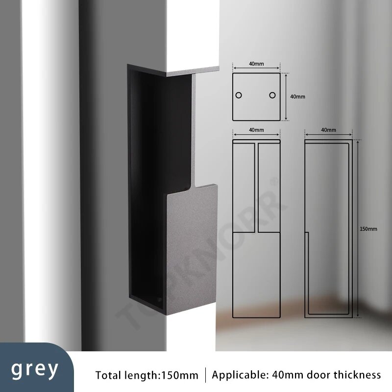 Скрытая дверная ручка TOP KNORR gun gray-150MM