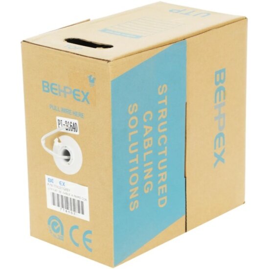 Кабель сетевой UTP Behpex 4 пары cat.5E solid 0.40мм CCA 305м серый