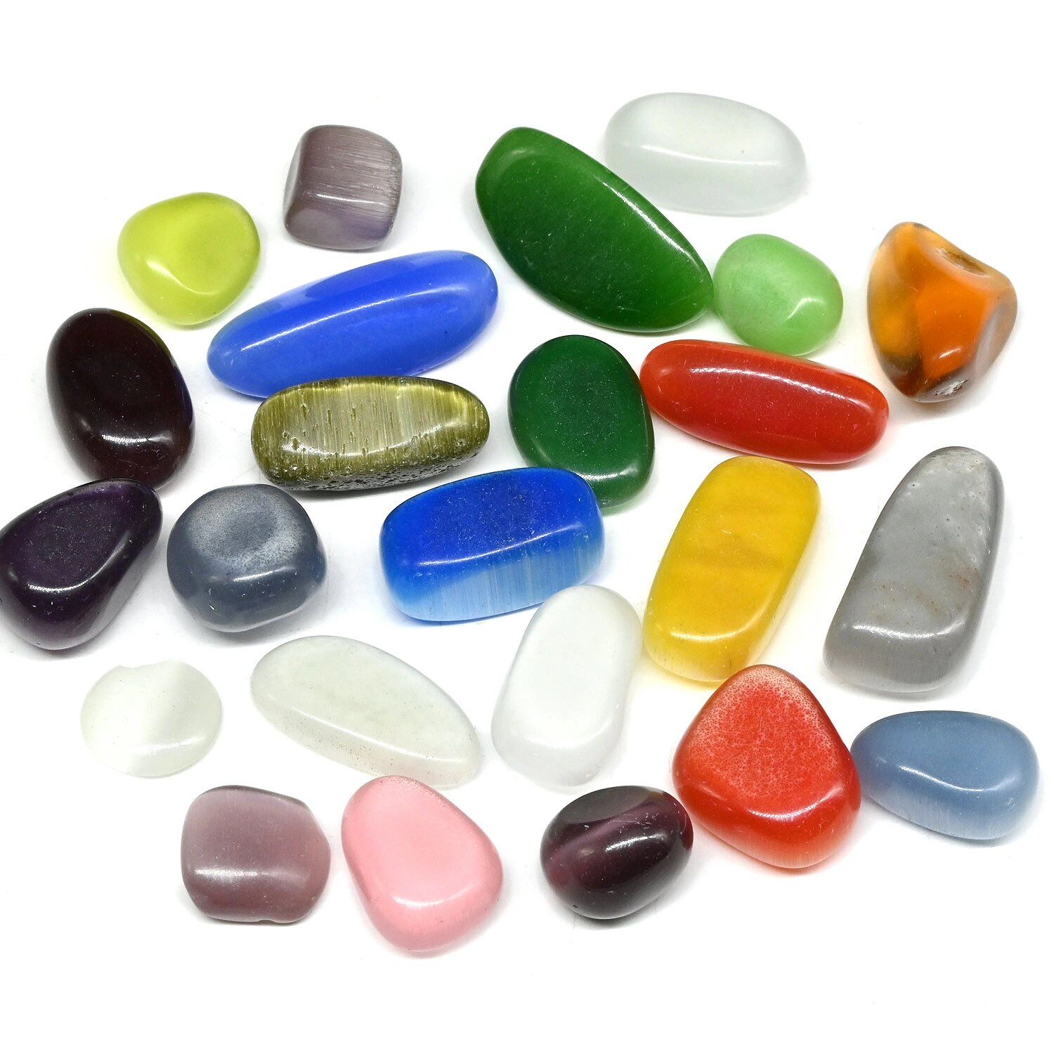 Улексит цветной (Кошачий глаз) галтовка фракция 10-20мм, упаковка 100г .