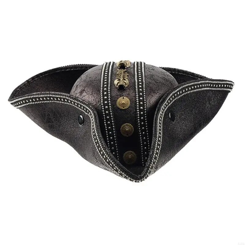 Пиратская шляпа черная Angelady, Metal color: Black
