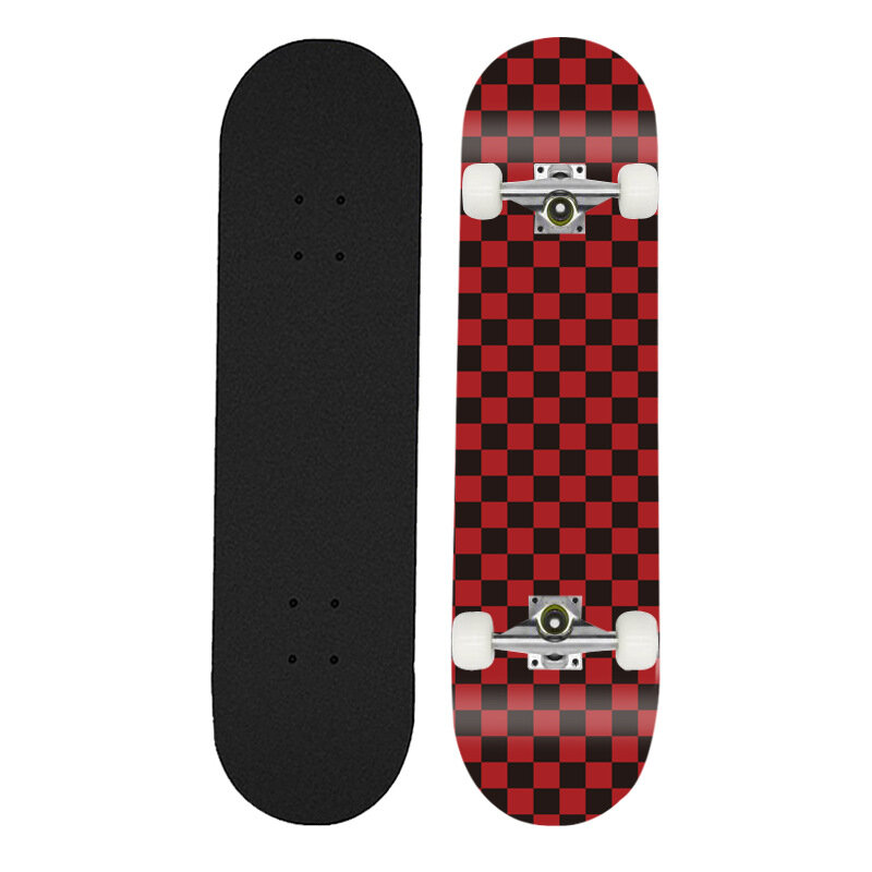 Скейтборд, для взрослых и детей, с двойным мостом, черный и красный