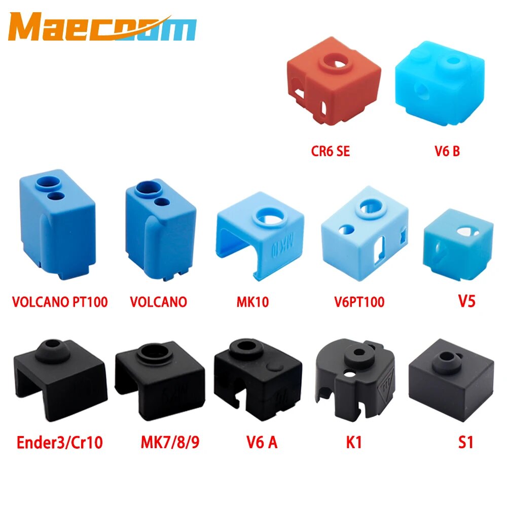 5/10 шт, силиконовые чехлы для 3D-принтера V6 Volcano MK8/MK9/Ender3/CR10/CR10S/S1/K1/Cr6 se