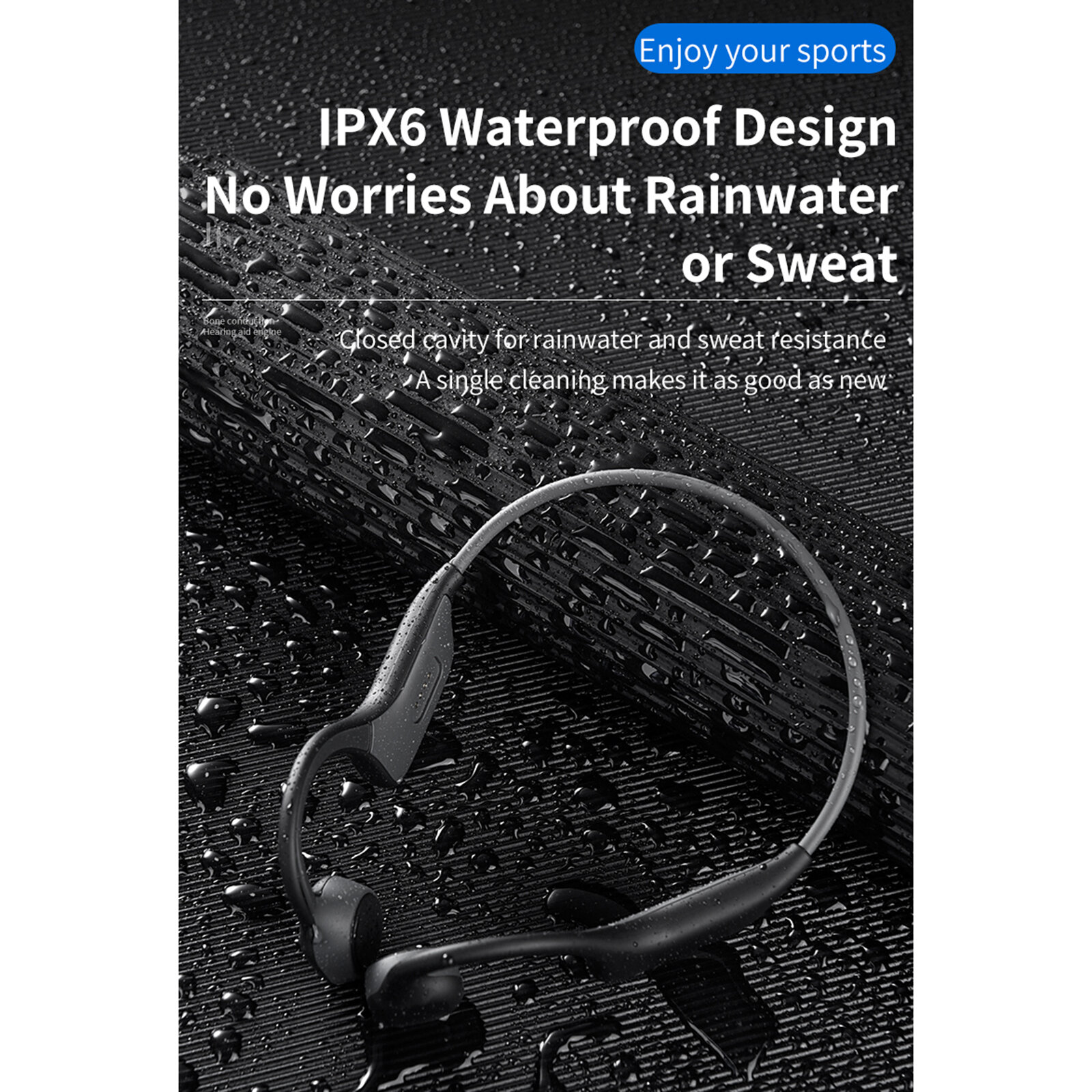 Спортивная гарнитура с костной проводимостью, Bluetooth 5.0, лёгкие, устойчивые к поту, беспроводные, с заушным креплением