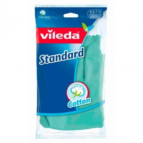 Перчатки резиновые стандарт с внутренним хлопковым напылением S VILEDA