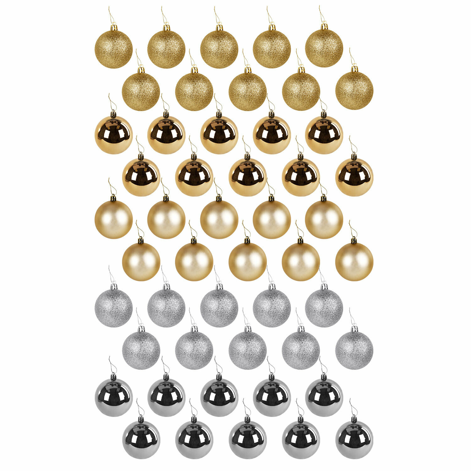 Шары елочные набор 50 шт, 6 см, "Gold&Silver Spark", пластик, золото/серебро, золотая сказка, 592452