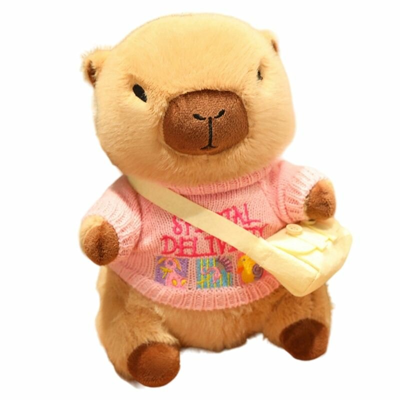 Одевание Плюшевой Куклы Капибары-Розовый Свитер С Буквами Capybara