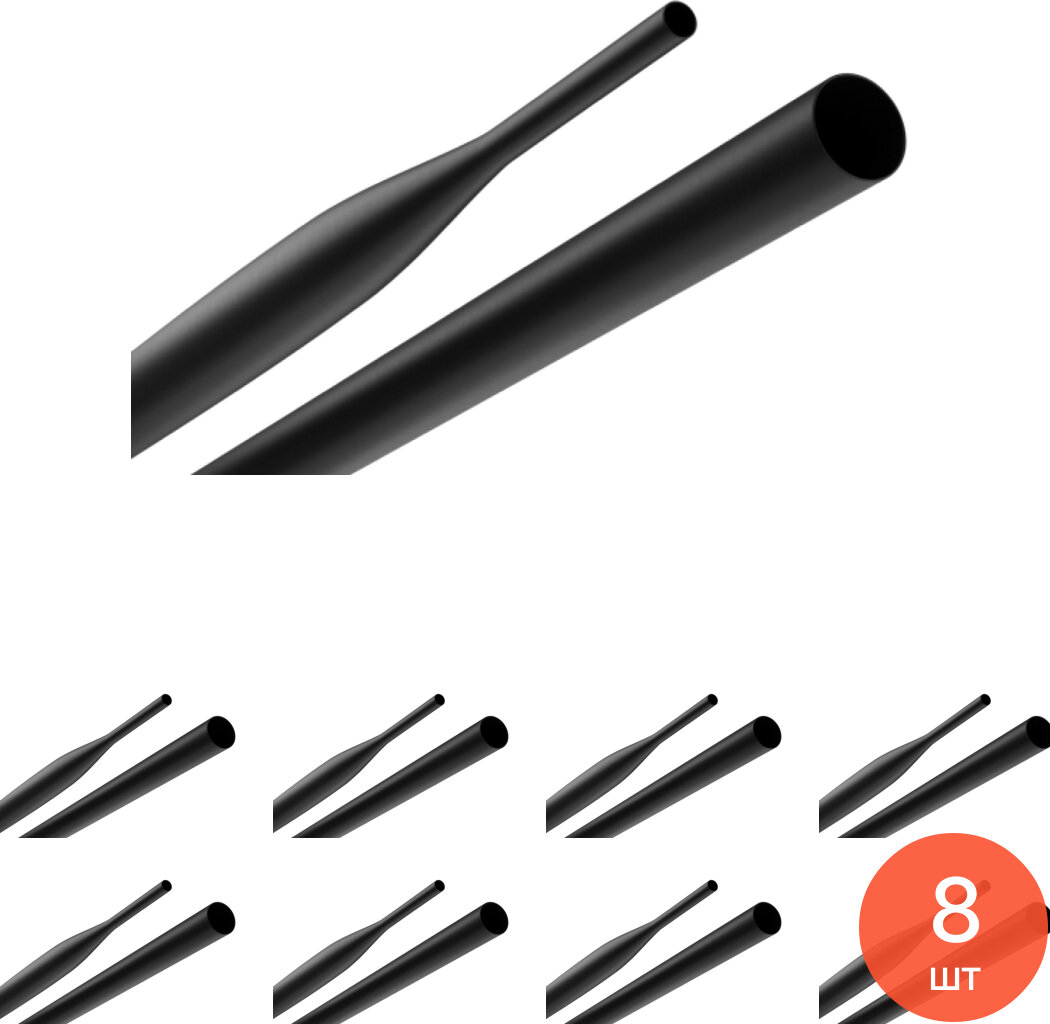 Термоусадочная трубка ЭРА NO-224-544 ТТУк 4.8/1.6 с клеевым слоем полиолефин черный длина 1м диаметр 4.8(1.6)мм, Б0067460, 10шт. / термотрубка (комплект из 8 шт)