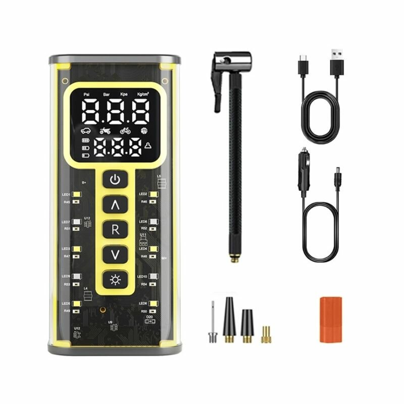 Интеллектуальное беспроводное устройство для накачки шин, портативный компрессор с определением давления и ABS металлическим корпусом для ремонта автомобилей