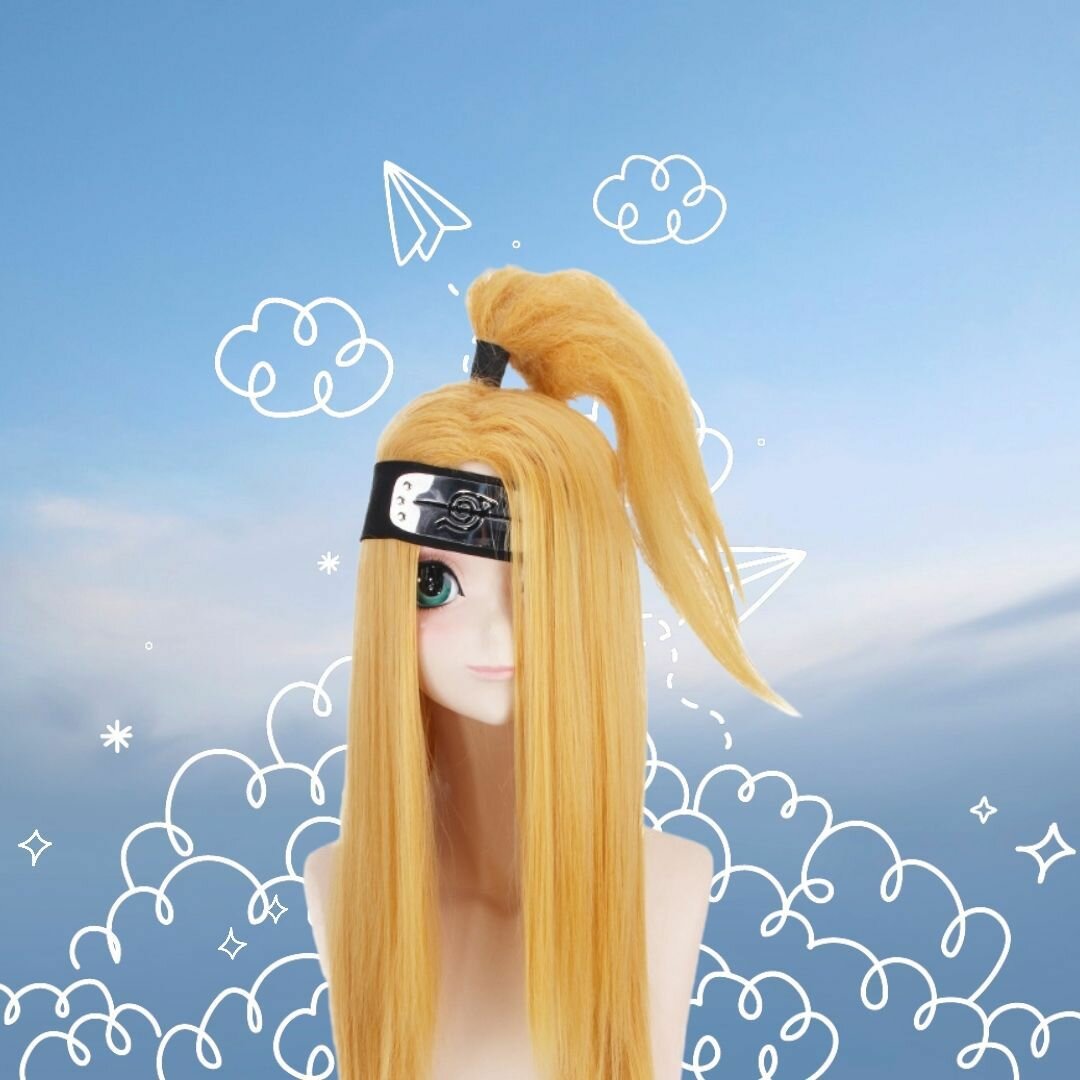 Длинный парик из аниме желтого цвета