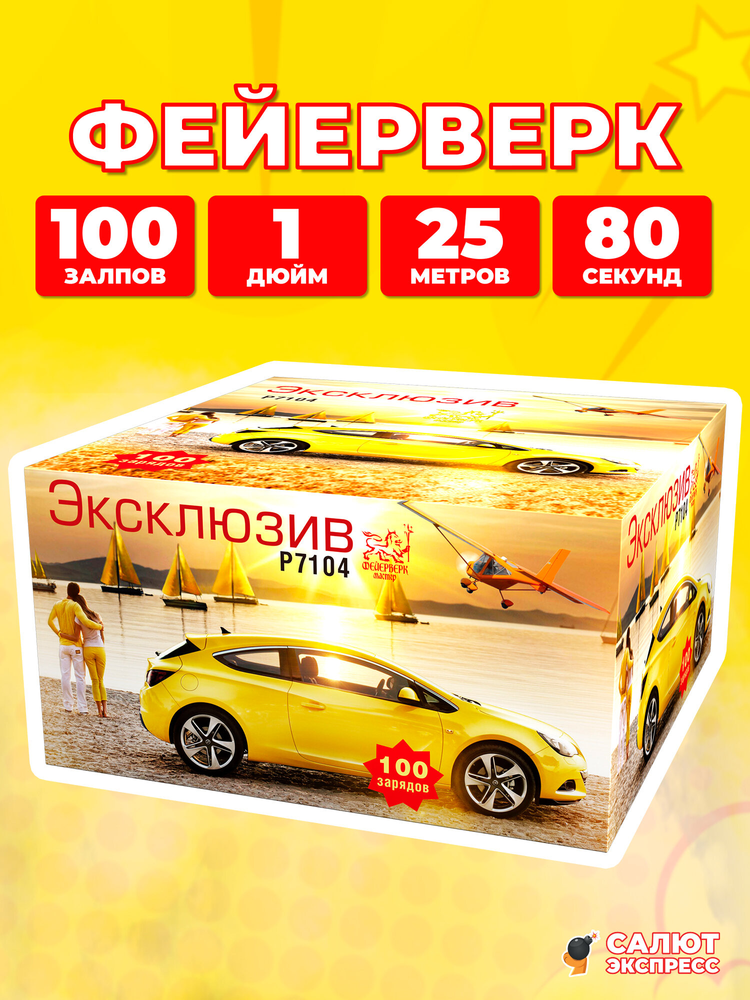 Салют фейерверк Эксклюзив, 100 залпов, 1.0 дюйм, P7104
