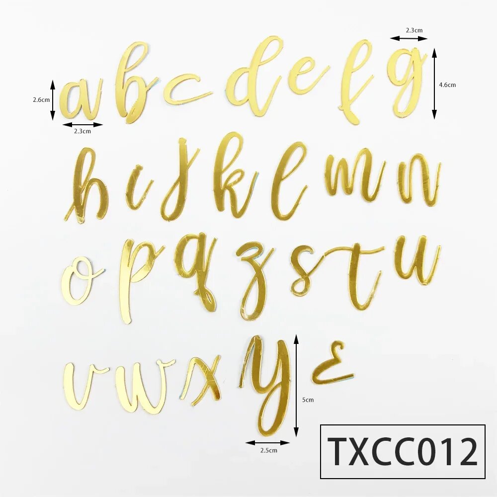 Золотые акриловые буквы для торта 26 шт.