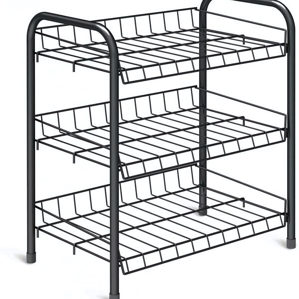 Этажерка для обуви черная, 3 полки, 460*280*520мм, металлический каркас