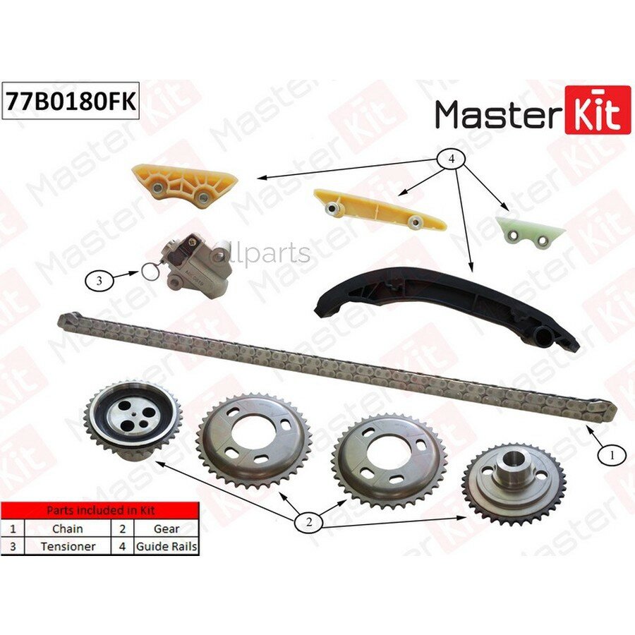 MASTERKIT 77B0180FK Комплект цепи ГРМ Ford Transit 2.2/2.4 l DRR5, CVRA, CVRB, CVRC 10-14