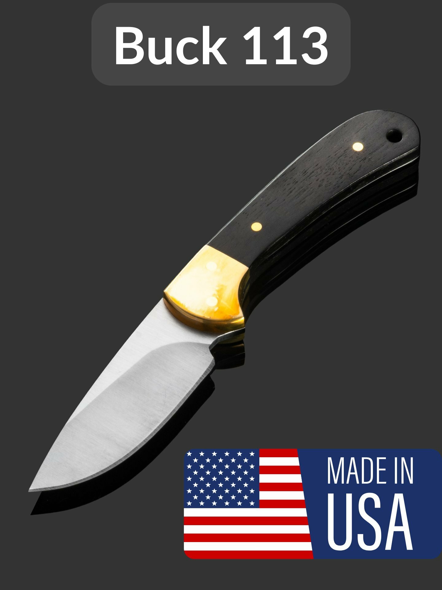 Туристический нож Buck мини Ranger Skinner BU113BRS, сталь 420HC, рукоять дерево/орех, кожаные ножны