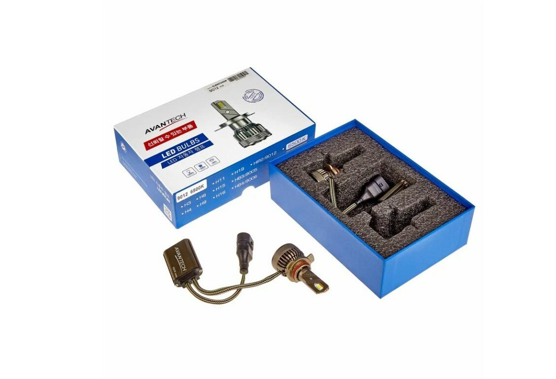 Лампа светодиодная LED Avantech HB3 12V 45W, 6500К 4500lm (комплект 2 шт.) арт. ALBHB345W/ALB900545W