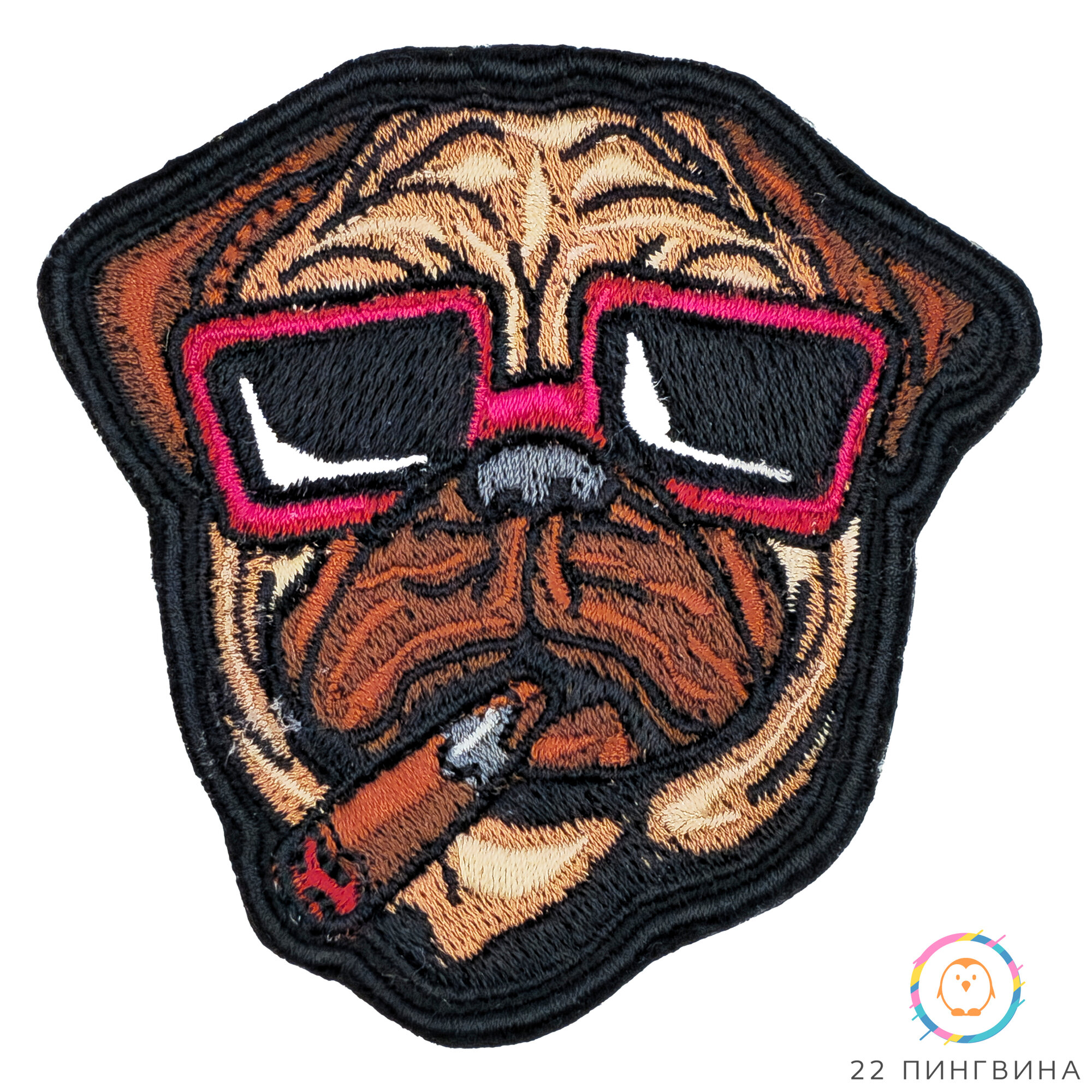 Нашивка, патч, шеврон "Мопс с Сигарой" 71x72mm PTC861