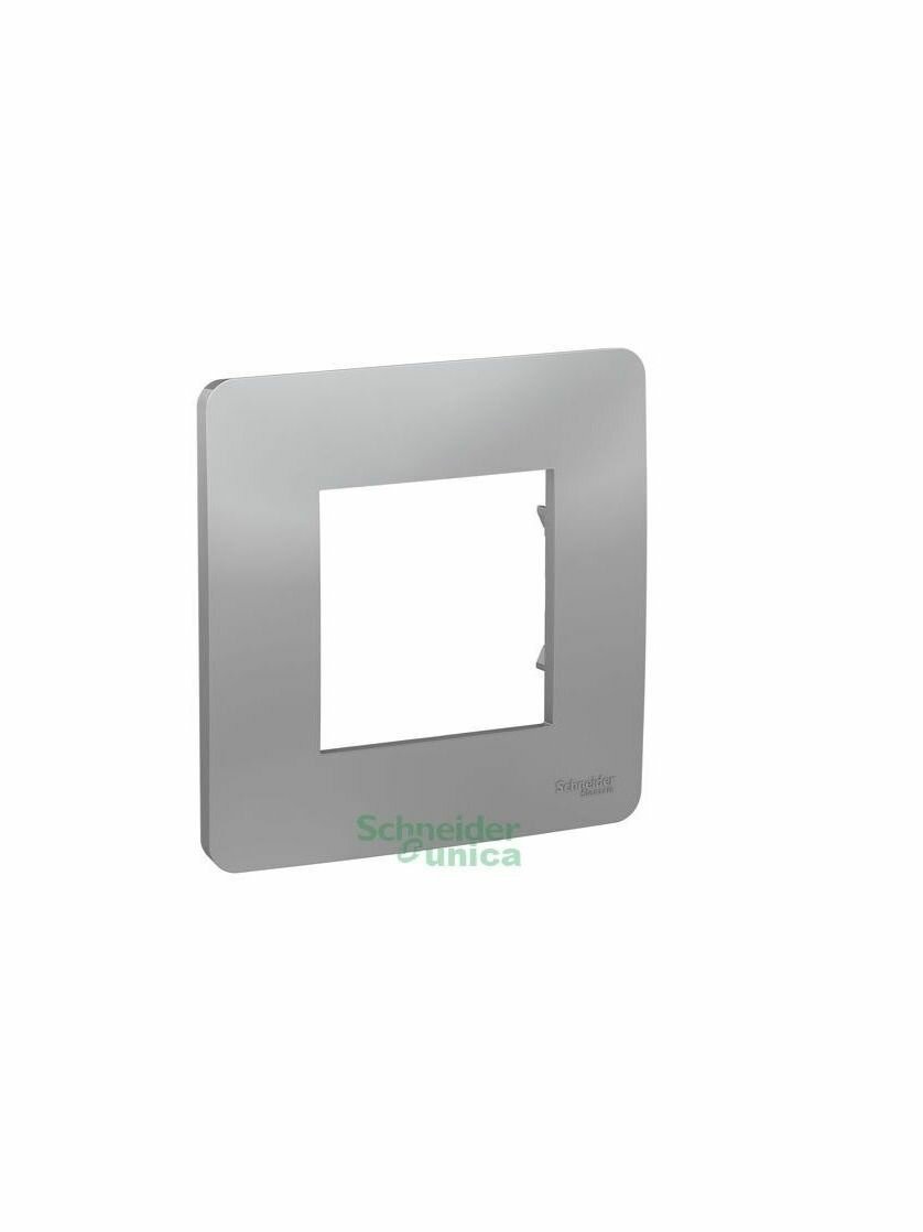 Рамка электроустановочная Schneider Unica Studio алюминий 1 пост NU200230