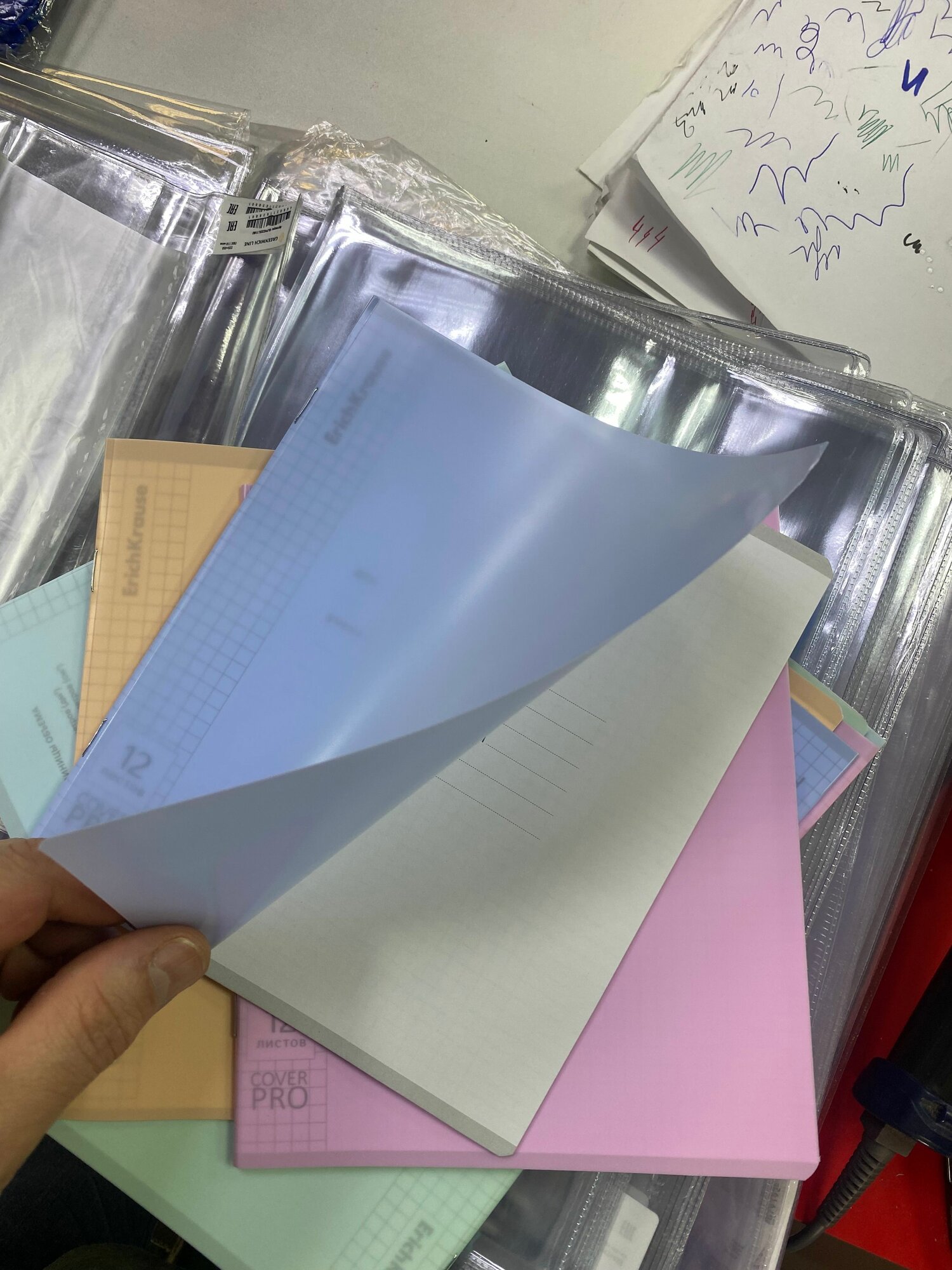 Тетрадь школьная ученическая с пластиковой обложкой на скобе ErichKrause Классика CoverPro matt, Dream, А5+, 12 листов, клетка_MIX-PACK 20 шт