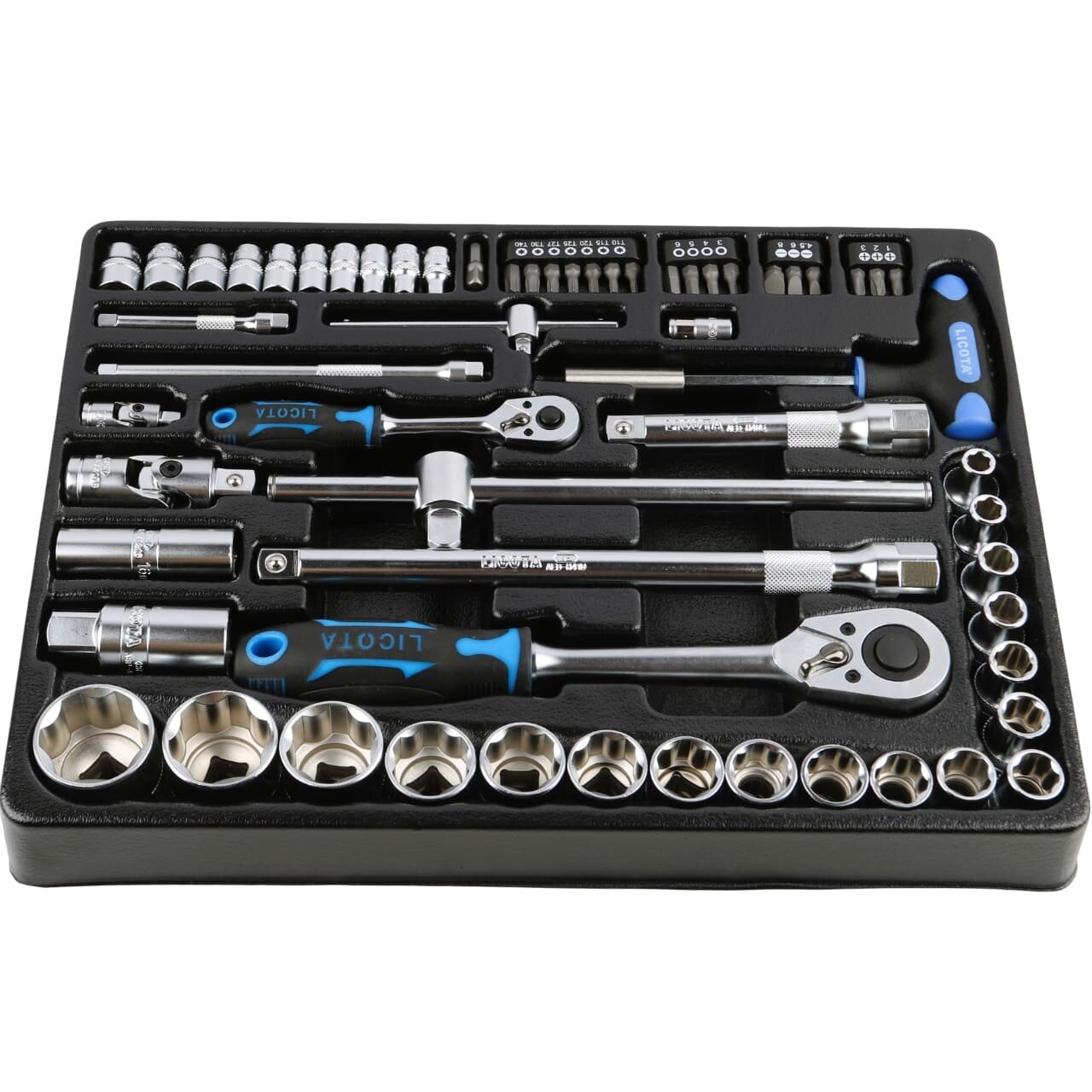 Licota ACK-382001 Набор торцевых головок 1/4" и 1/2" 60 пр. в ложементе