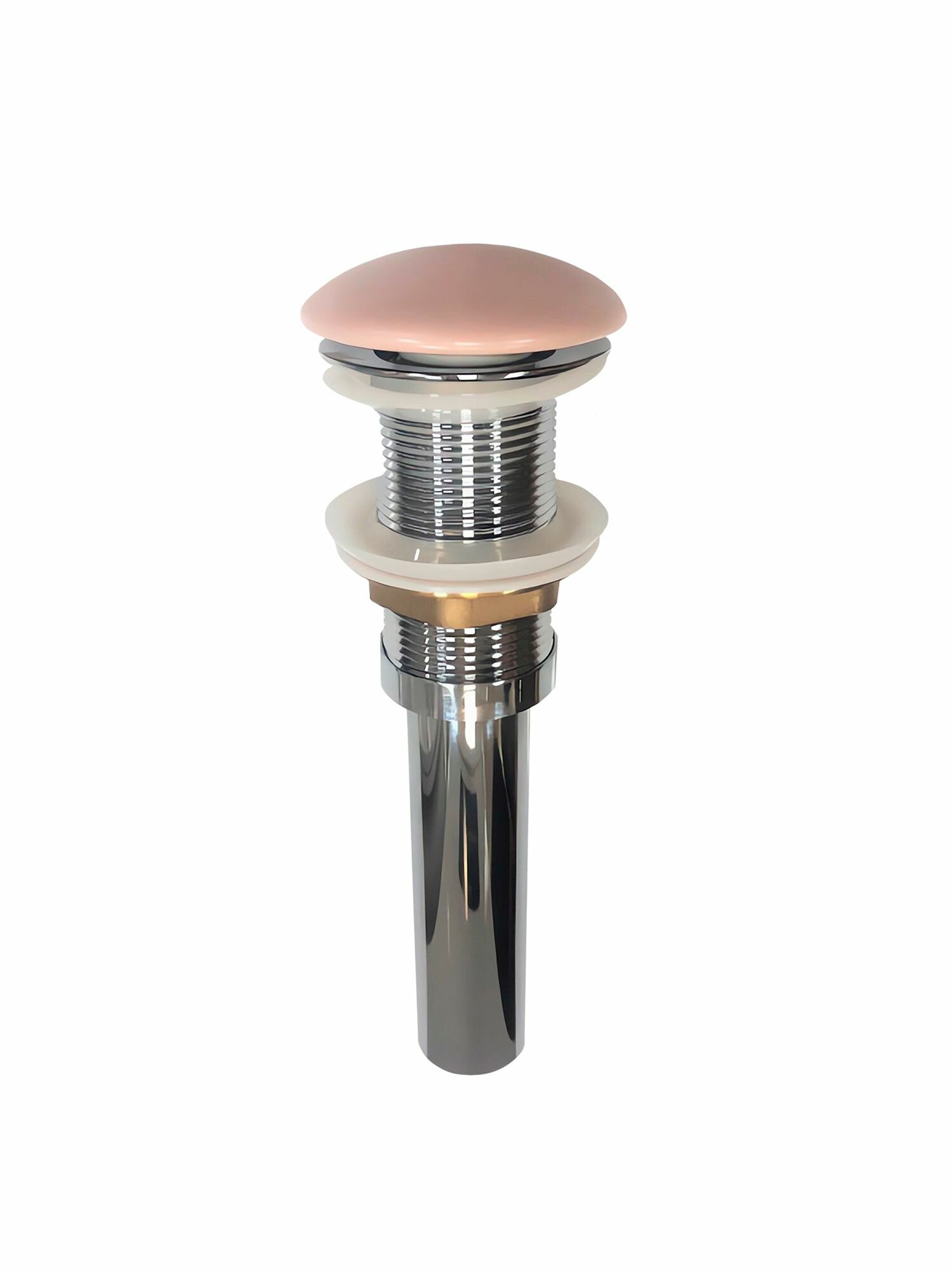 Донный клапан с керамическим верхом для раковин без перелива, матовый розовый, Comforty DK-01 MP