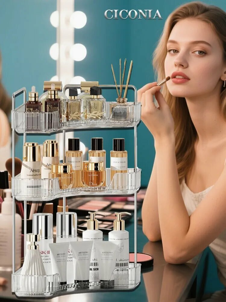 Угловой органайзер для хранения косметики на туалетном столике, полка-органайзер для ухода за кожей на туалетном столике, органайзер для ванной комнаты. В ней можно хранить духи