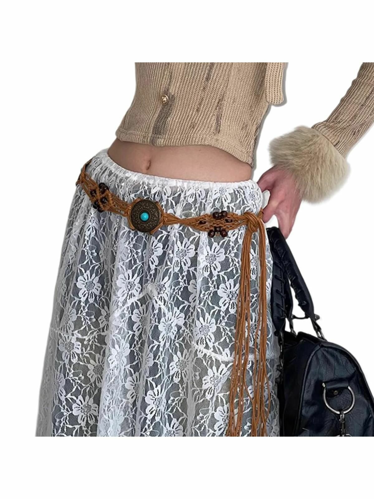 Богемный пояс с бусинами