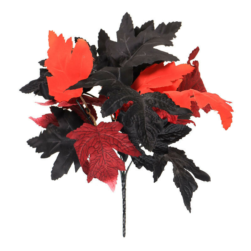 Halloween maple leaf with silk roses for home decoration and photography use small maple leaf