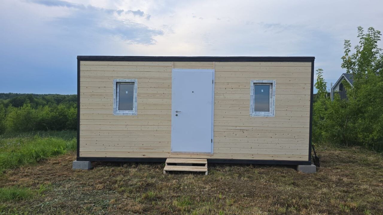 Блок-контейнер бытовка распашонка, на металлическом каркасе, 5,85x2,4 м,