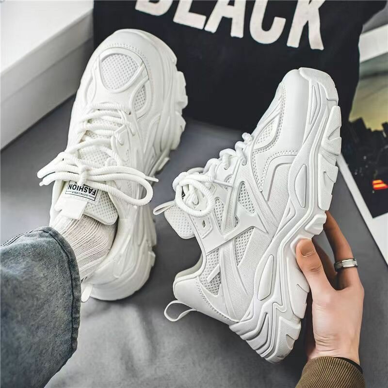 LUO Обувь мужская Летняя для мужчин Сетчатая белая толстая подошва/X03 white