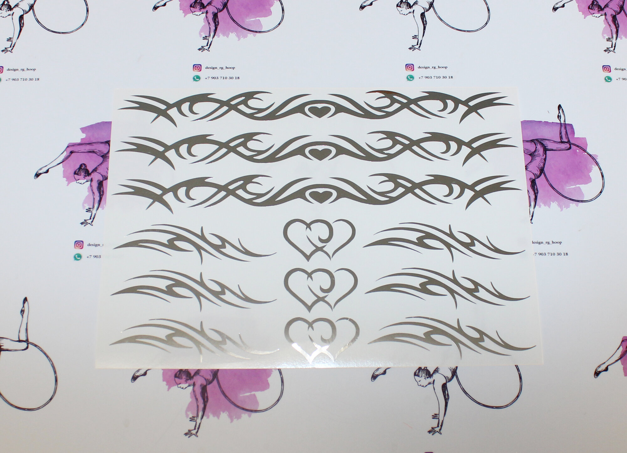 Наклейки на обруч и булавы для художественной гимнастики (набор №65 серебро) от Design rg hoop