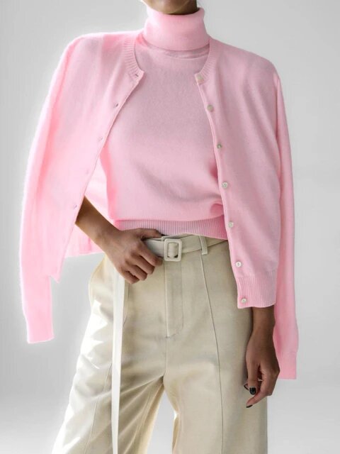 Женская новая осенняя водолазка без рукавов, мягкий трикотажный кардиган на пуговицах, модные комплекты свитеров