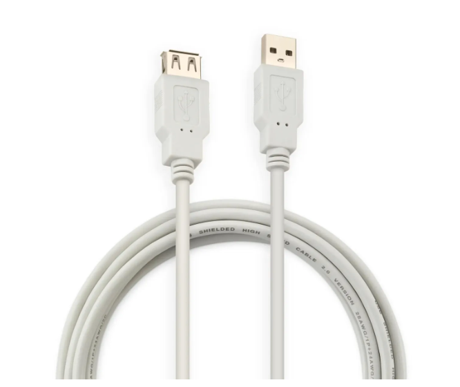 Кабель-удлинитель USB2.0 на 3 метра (удлинитель USB провода), цвет серый