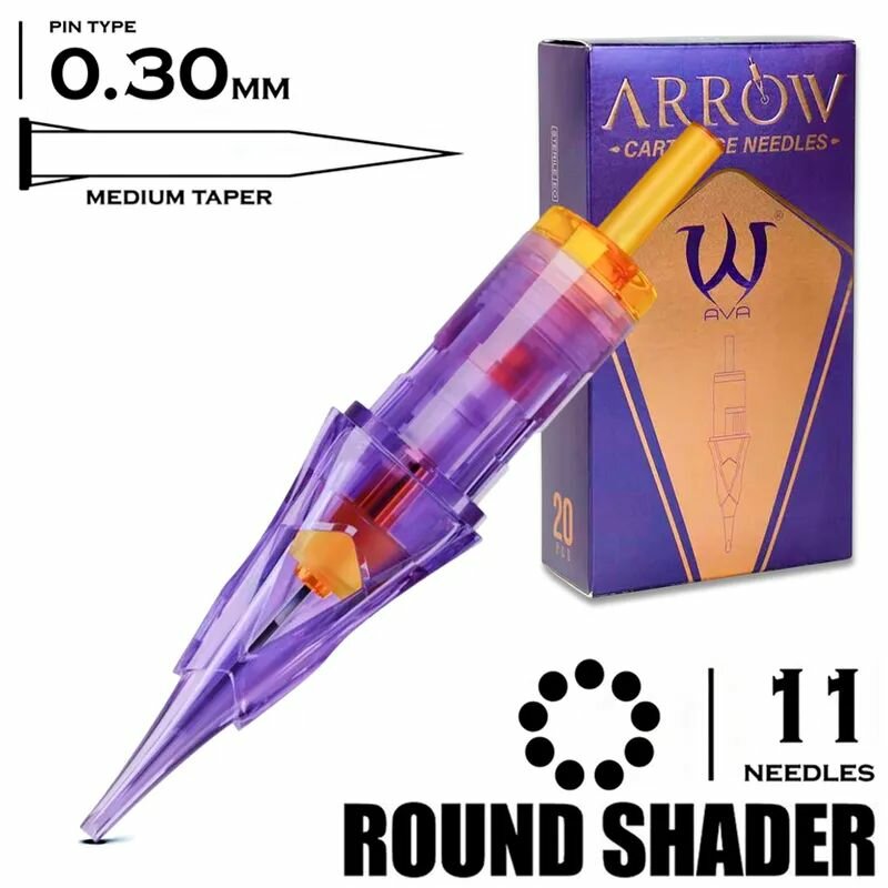 Картриджи для тату и перманентного макияжа (иглы, модули) AVA Arrow 1011RS 30/11RSMT 20 шт/уп