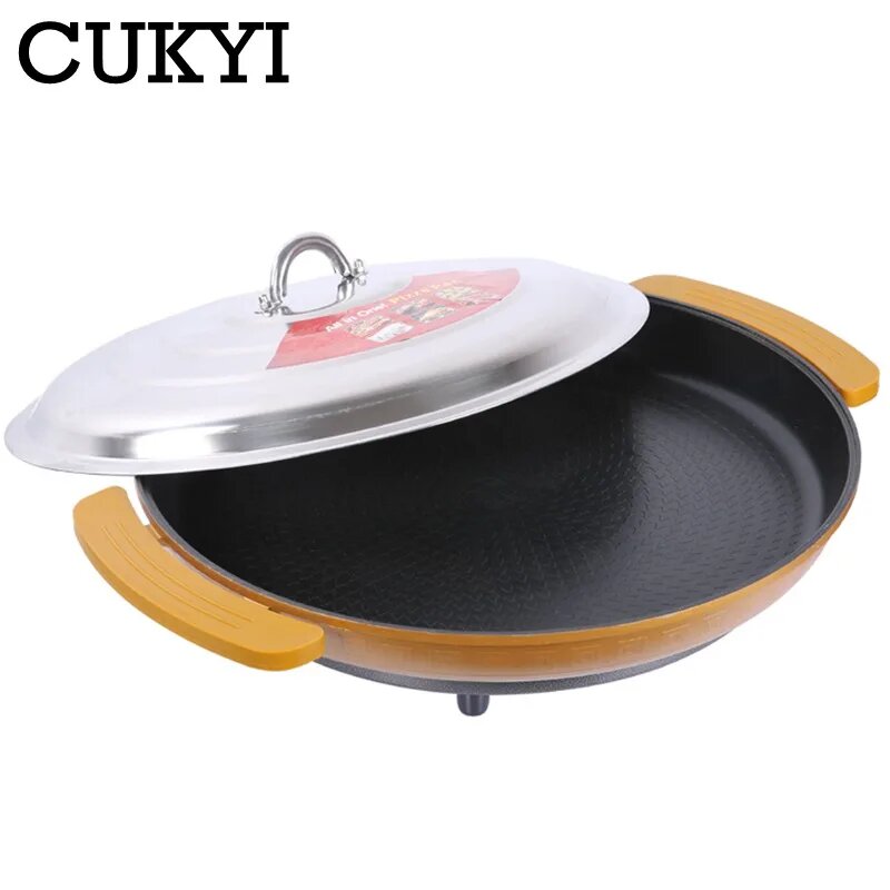 Электрическая сковорода с антипригарным покрытием, 48 см, термостатическая сковорода большого диаметра, шик для пиццы, жаровня для блинов, пиццы, гриль для барбекю