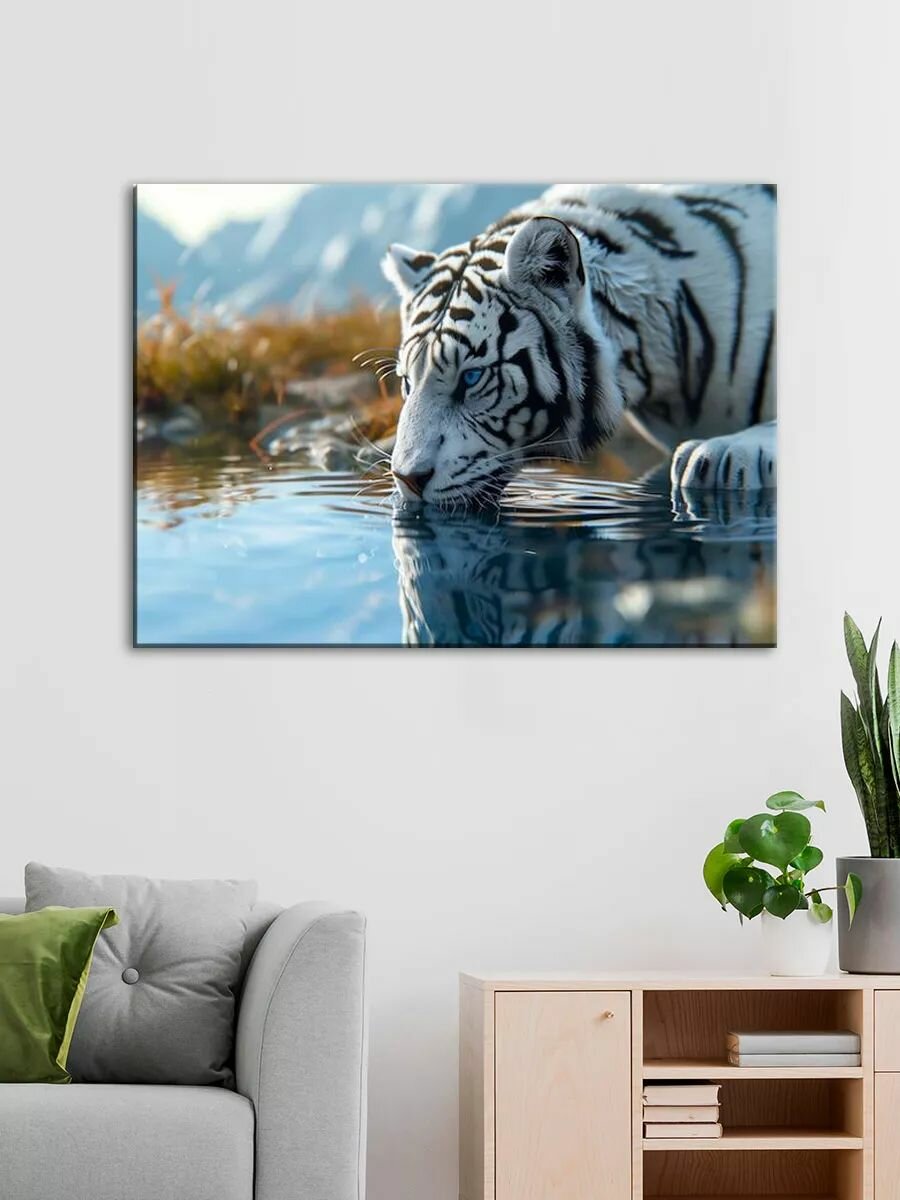 Картина на стену "Львы и тигры в природе", 70x50 см