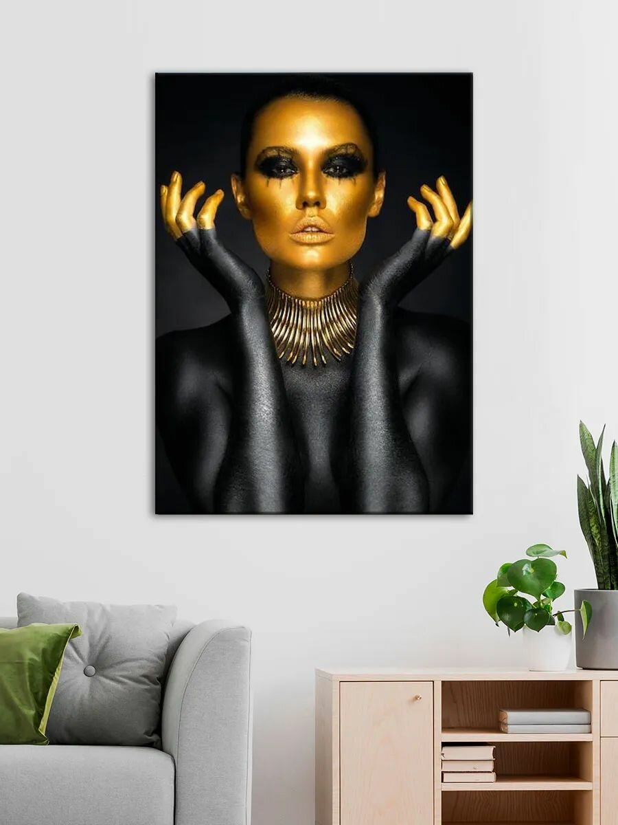 Картина на стену "Африканка в золоте", 50х70 см