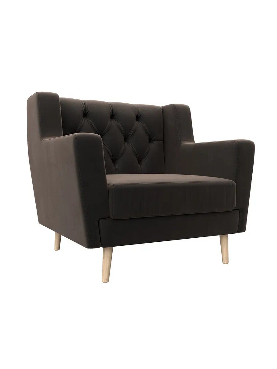 Кресло Брайтон Люкс, 79х86х78 см, нераскладное, на деревянных ножках, 79×86×78 см, велюр