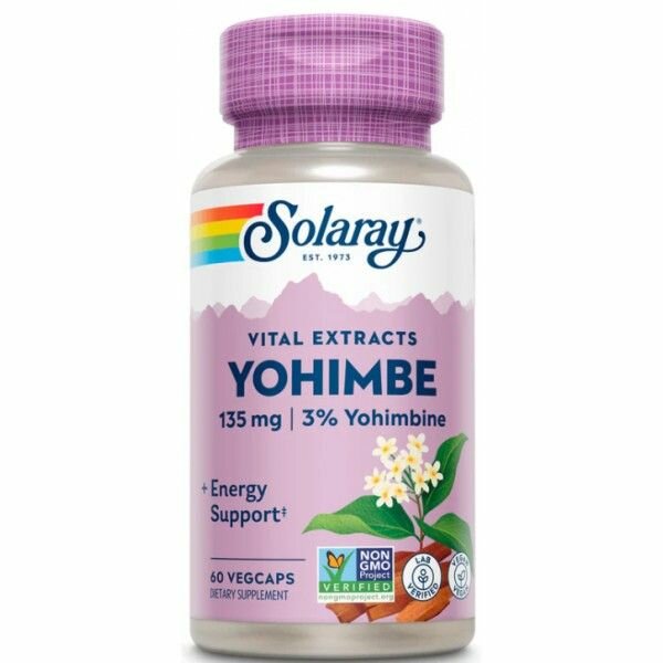 Йохимбе 135 мг 60 vegcaps, Solaray Yohimbe Bark Extract