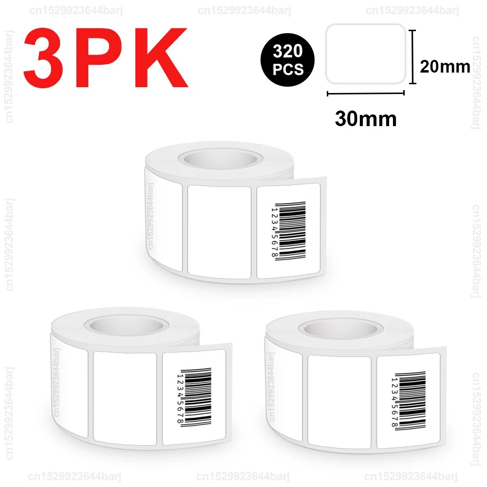 3PK Белые этикетки 30x20 мм (320 шт в рулоне)