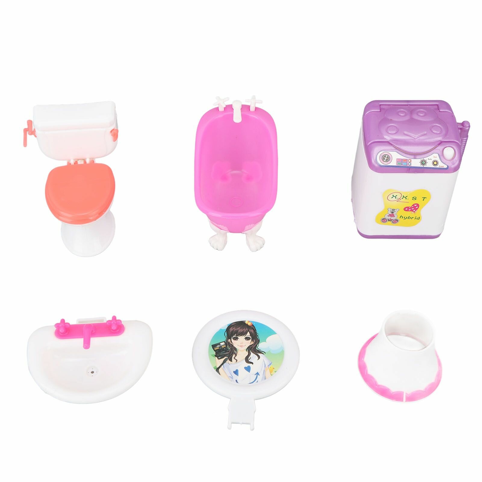 Набор ванной для кукольного домика, практичный и durable аксессуар, пластиковые игрушки для детей