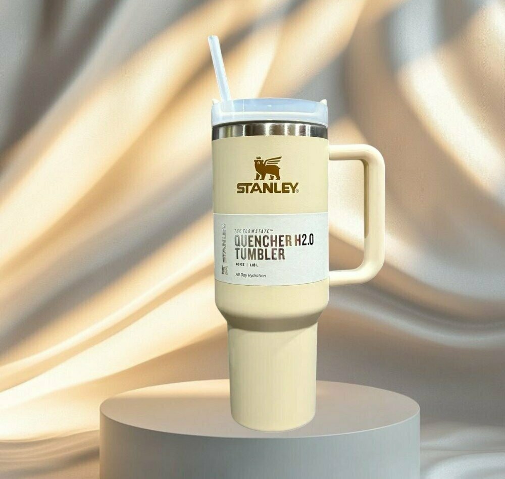 Вакуумная колба из нержавеющей стали 304 с ручкой, чашка ice tyrant с соломинкой, молочно-белая, 1,18 литра