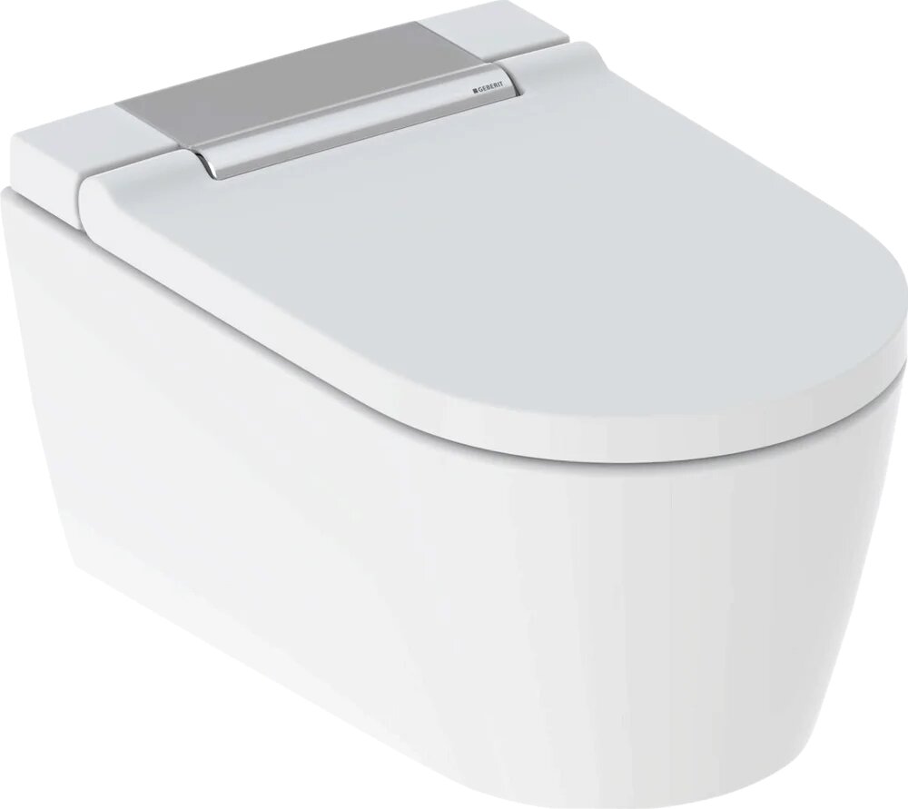Умный унитаз подвесной Geberit AquaClean Sela 146.224.21.1 с микролифтом, безободковый, без бачка, фарфоровый, белый, с биде, овальный