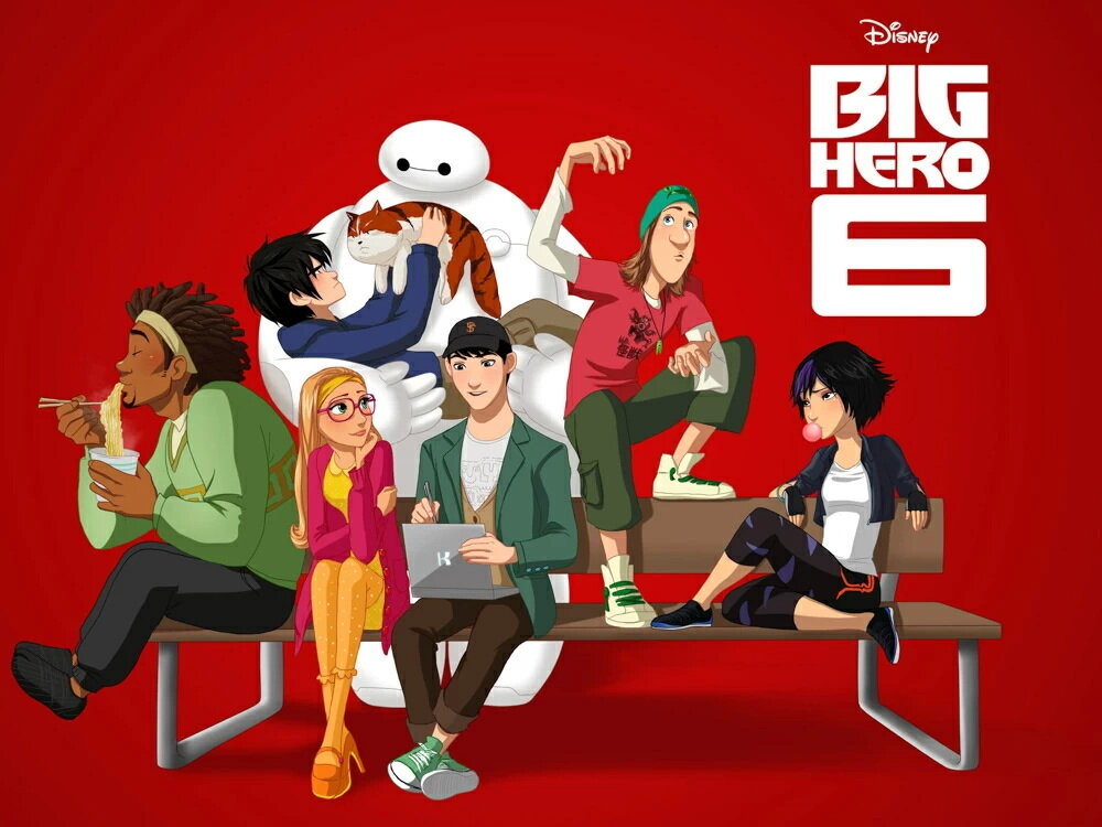 Плакат, постер Big Hero 6/Город Героев на бумаге, размер 21х30см