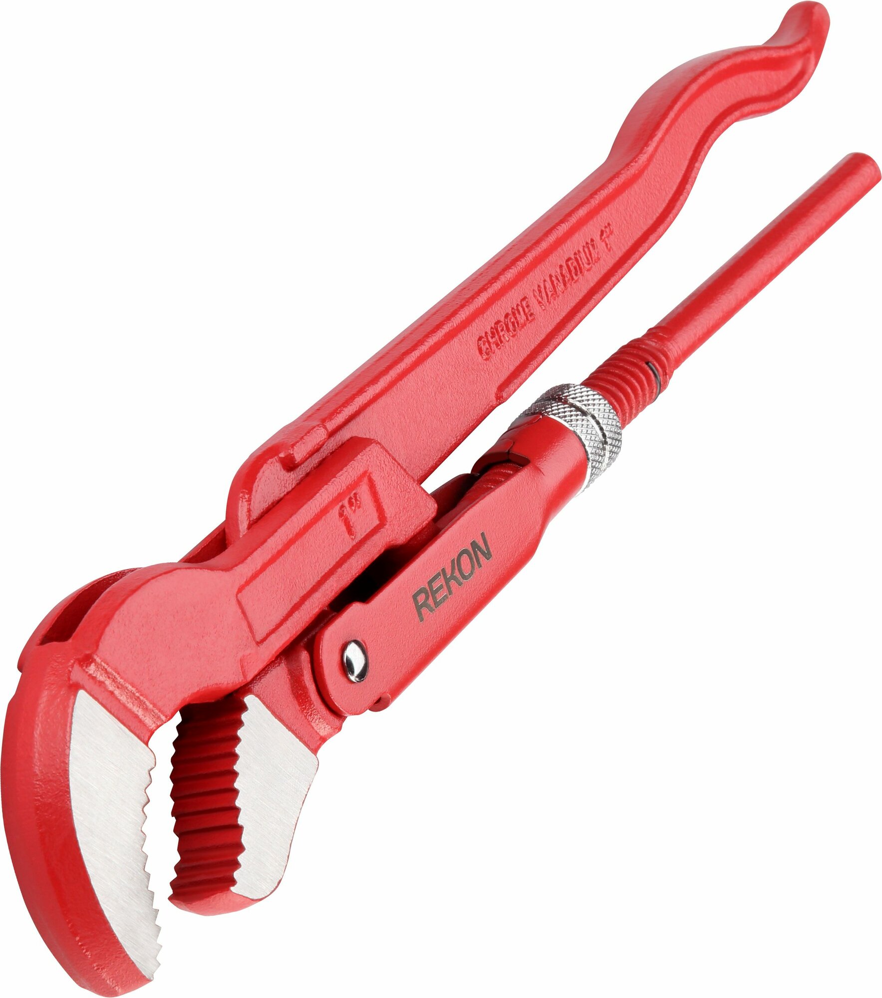 Ключ трубный (газовый) №1, рычажный, REKON 1" с S-образными губками, цельнокованый из стали CrV, сантехнический